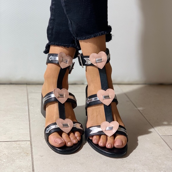 Shopbop | Shoes | Hearts Leather Chunky Block Kitten Heel Sandal | Poshmark